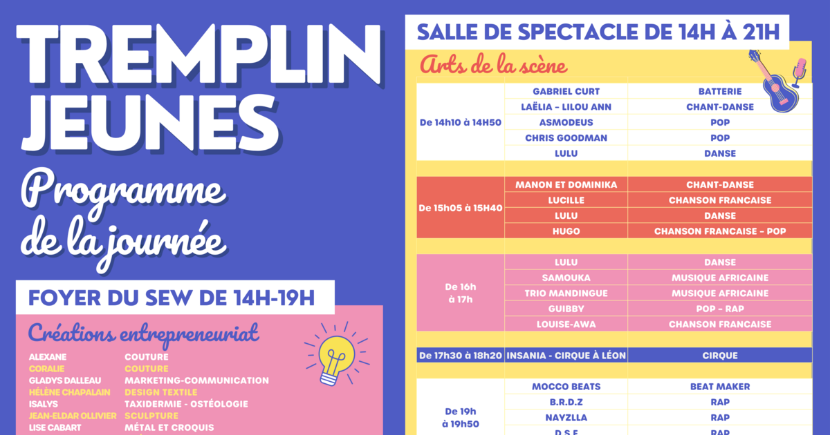 Tremplin jeunes du 13 avril : voici le programme - Résam